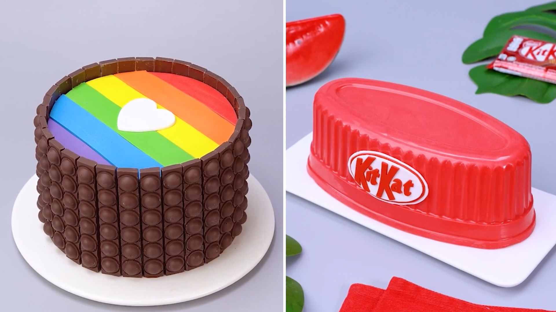 Rainbow chocolate cake meets a KitKat dessert