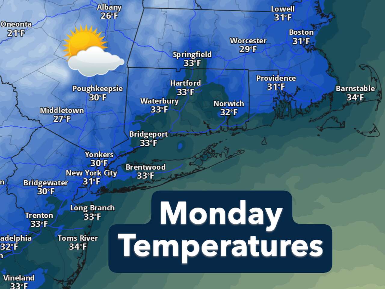 Cold weather takes over Monday in Connecticut, and it keeps going. Here ...