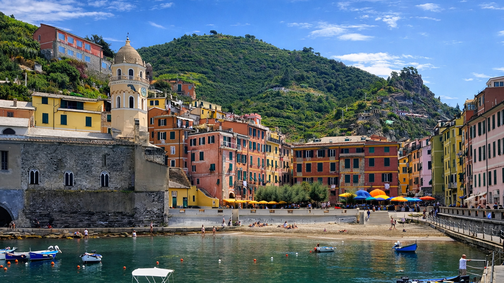 Cinque Terre Italia: Desa-desa pesisir warna-warni di tepi laut (4K)