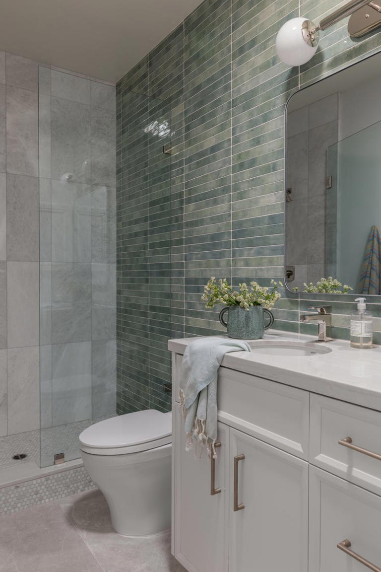 The secret to a serene bathroom? This surprising color choice