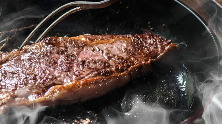 The side of steak you should cook first looks exactly like this