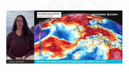 Modelo europeu mostra Portugal quase coberto de neve