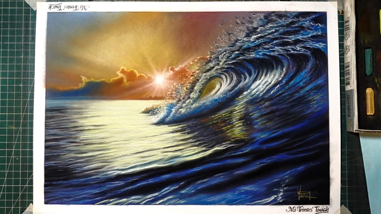 Soft pastel wave drawing tutorial: Easy steps to capture movement and ...