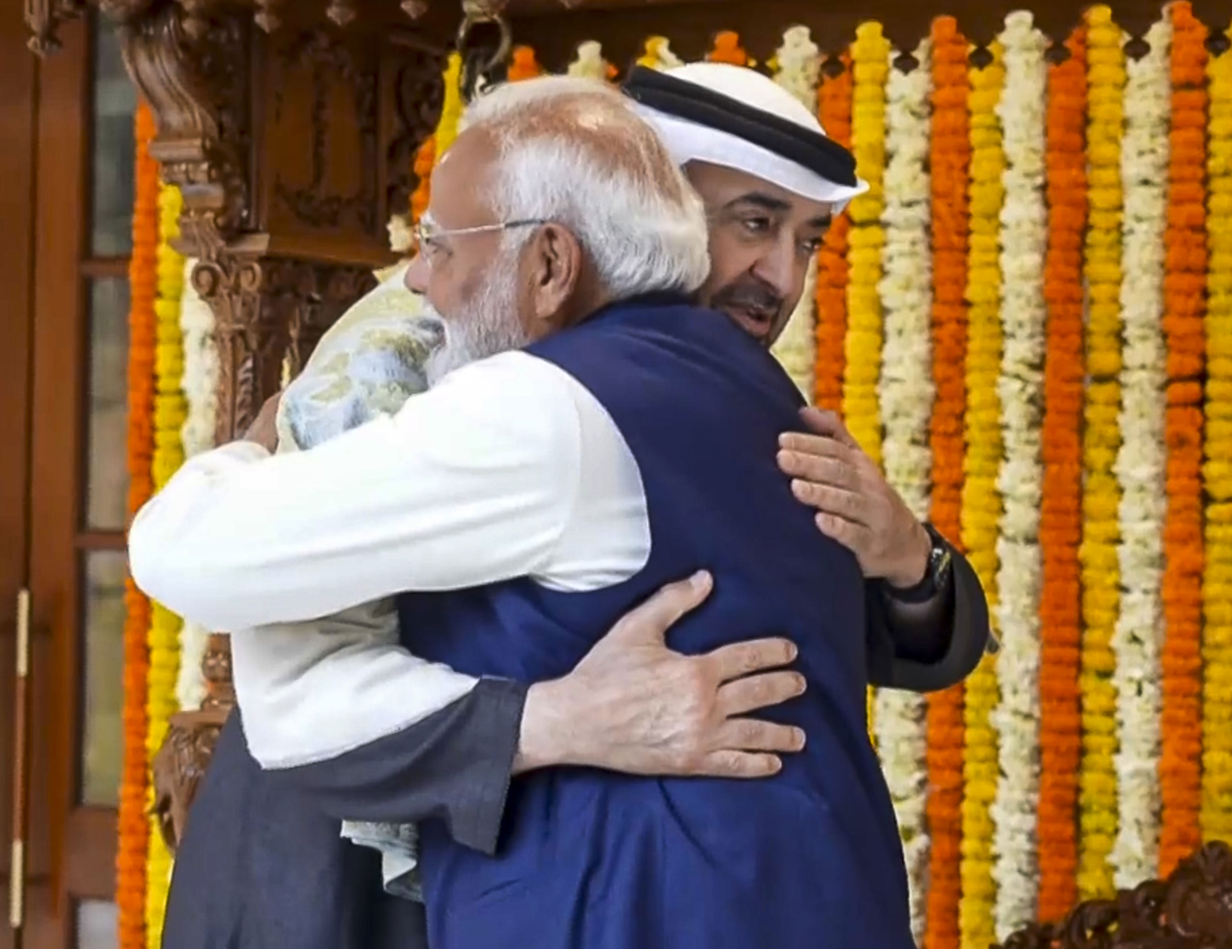 PM gifts ornate wooden swing, pashmina shawl to UAE Prez Al Nahyan