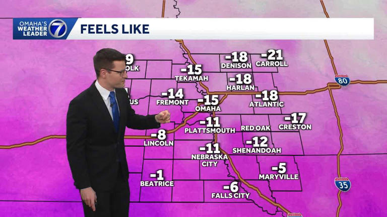 Subzero wind chill values to begin Monday in Omaha area