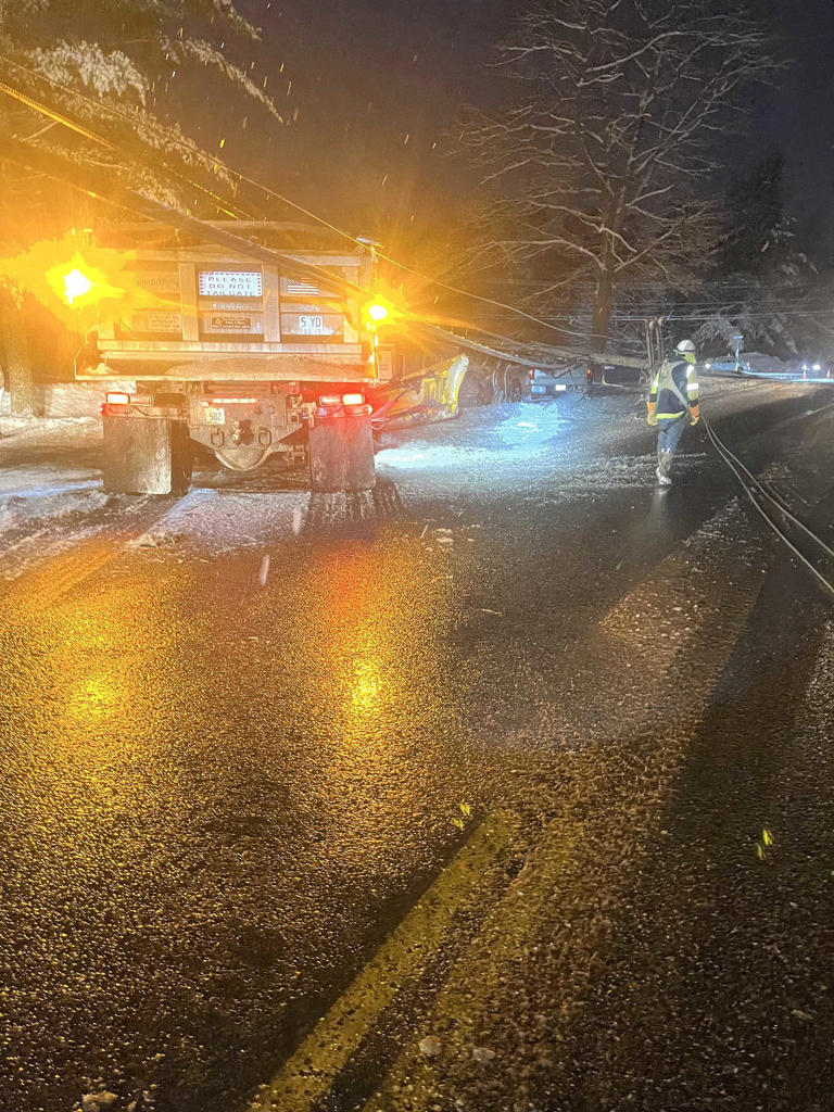 Crash involving plow truck knocks out power in southern Maine