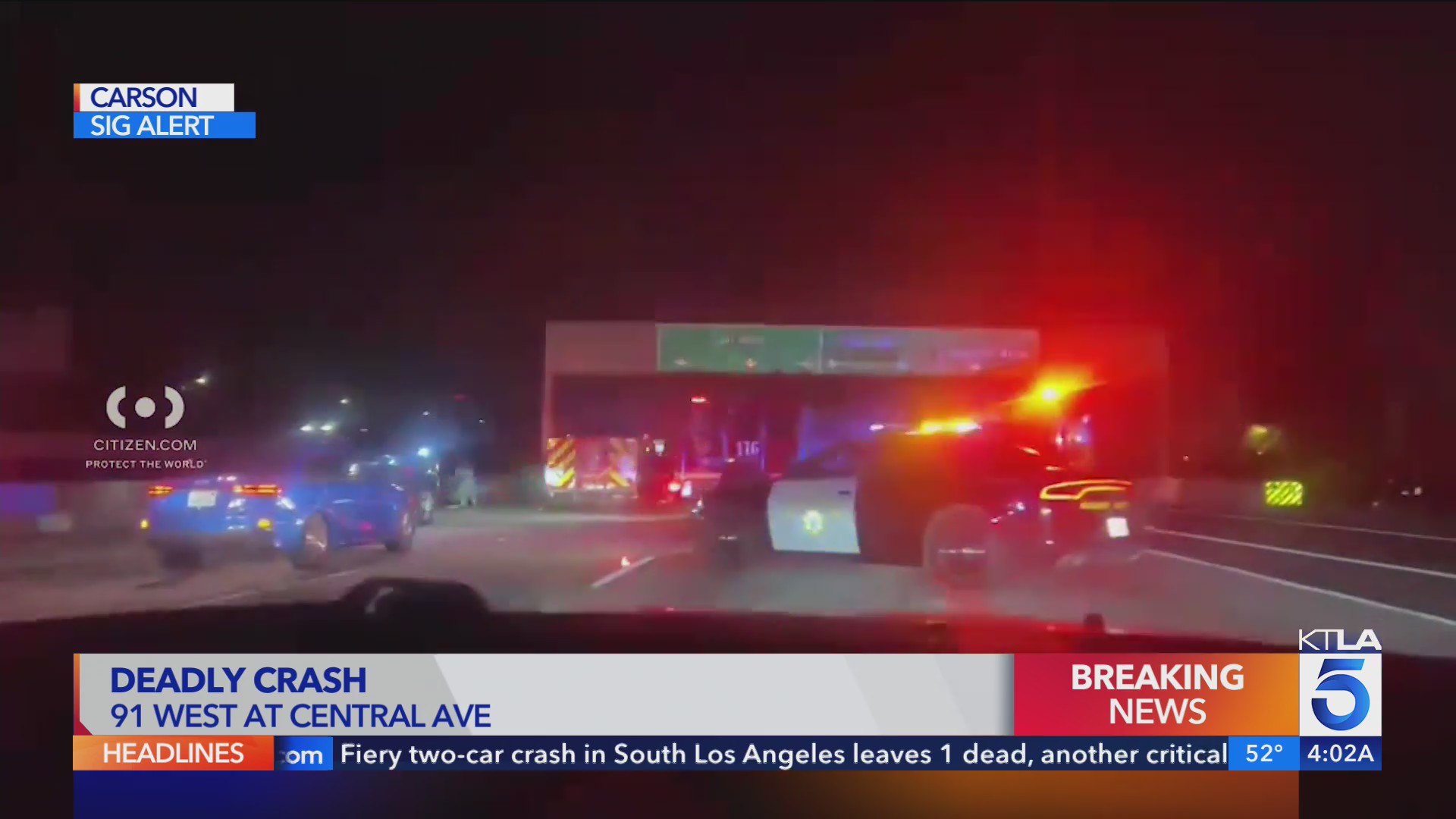 At least 1 person killed in crash on 91 Freeway in Carson