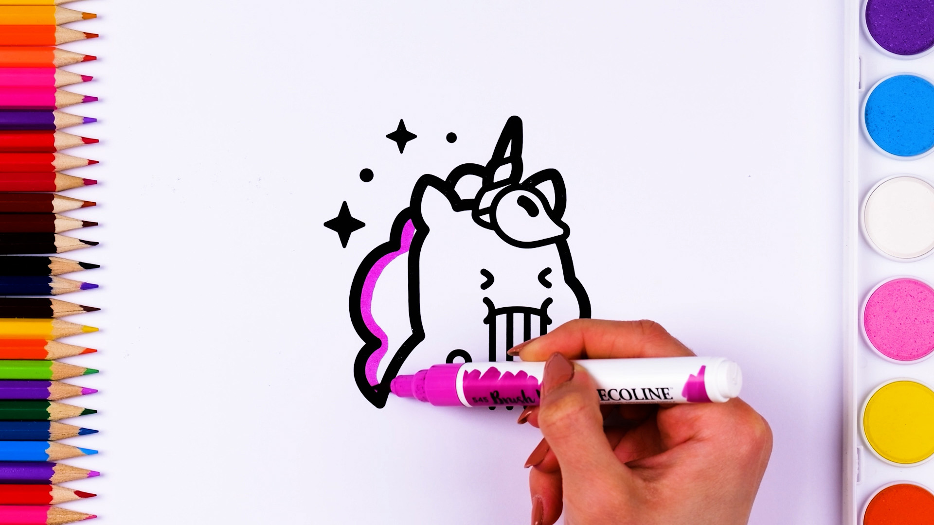 Colorful unicorn drawing | Learning colors together