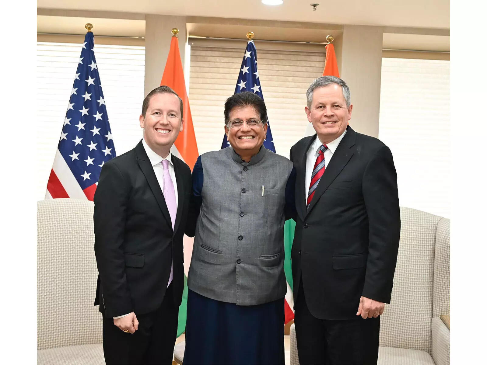 Piyush Goyal meets US Ambassador Sergio Gor, Senator Steve Daines ...