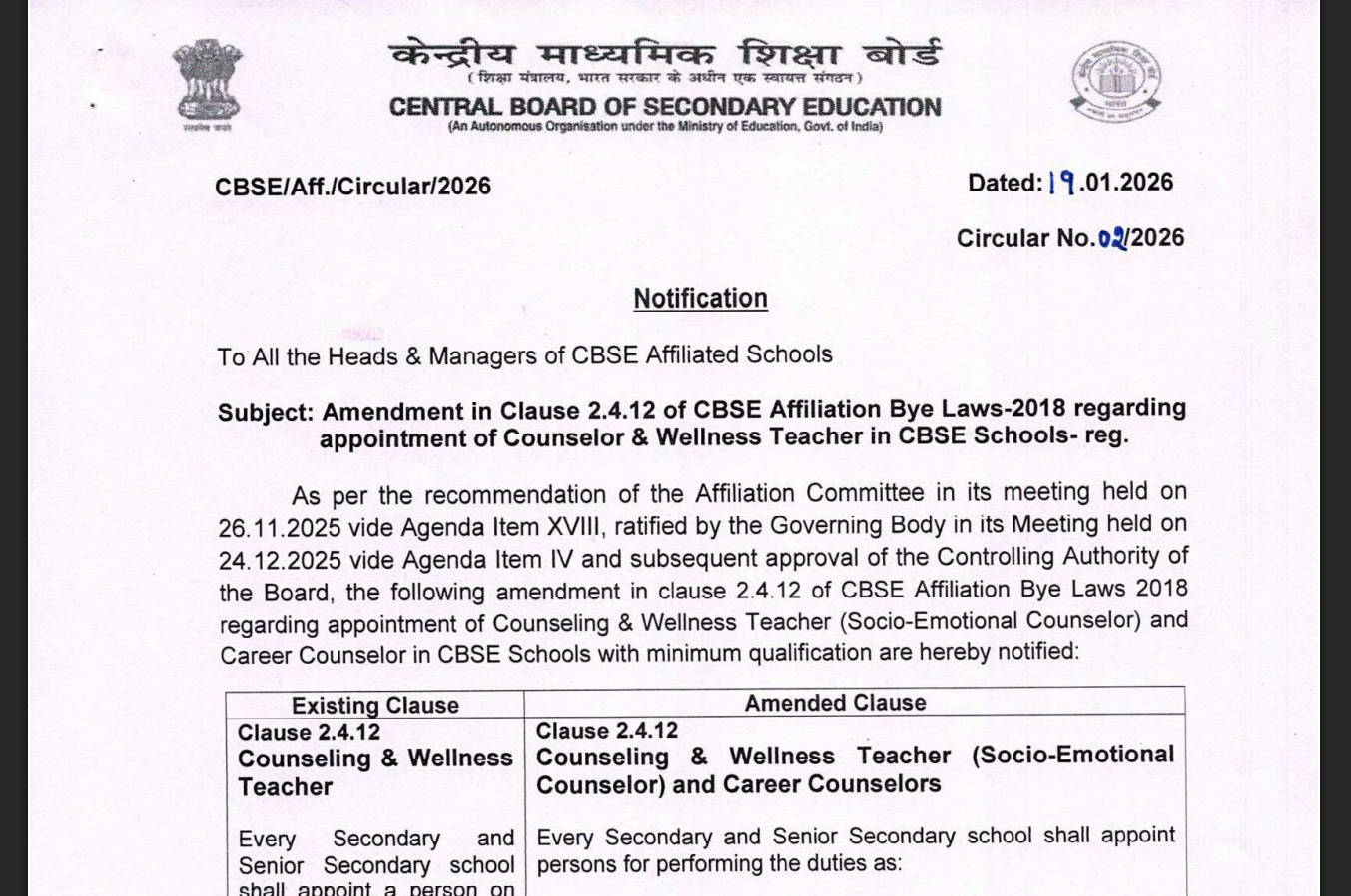 CBSE revises affiliation rules to make student counseling mandatory ...