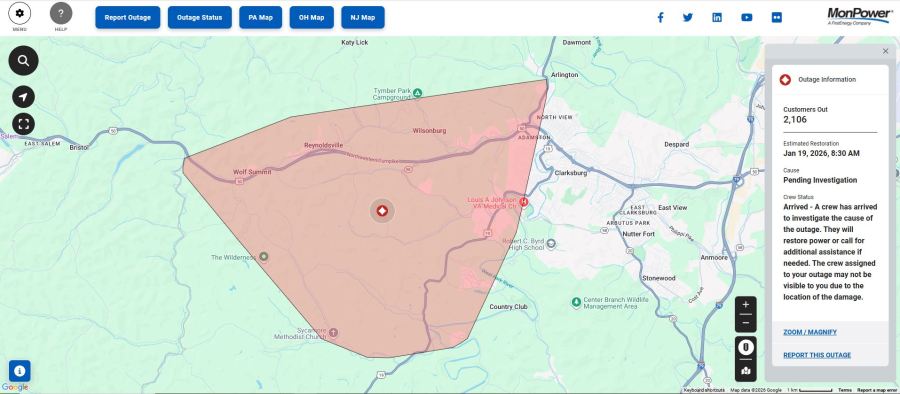 Update: Power restored after large outage Monday
