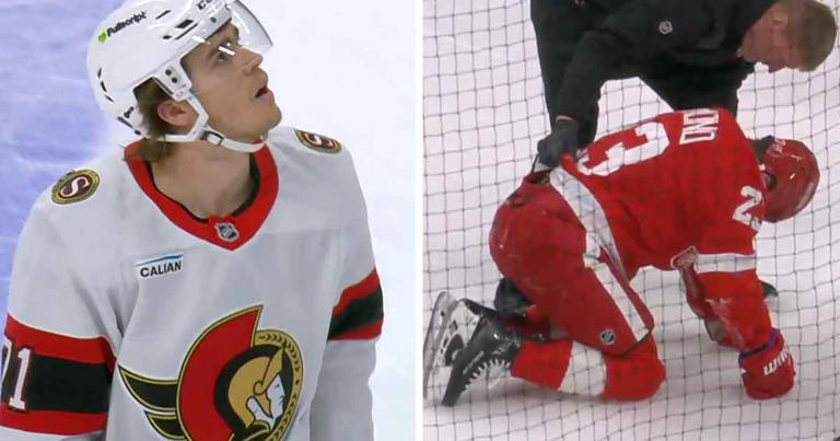 Fans furious after hit by Ridly Greig on Lucas Raymond