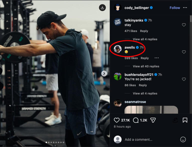 Austin Wells has concerning reply to Cody Bellinger’s Instagram post as ...