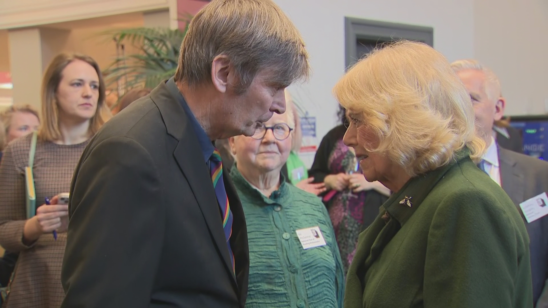 Queen Camilla greets Sir Ian Rankin at literary launch