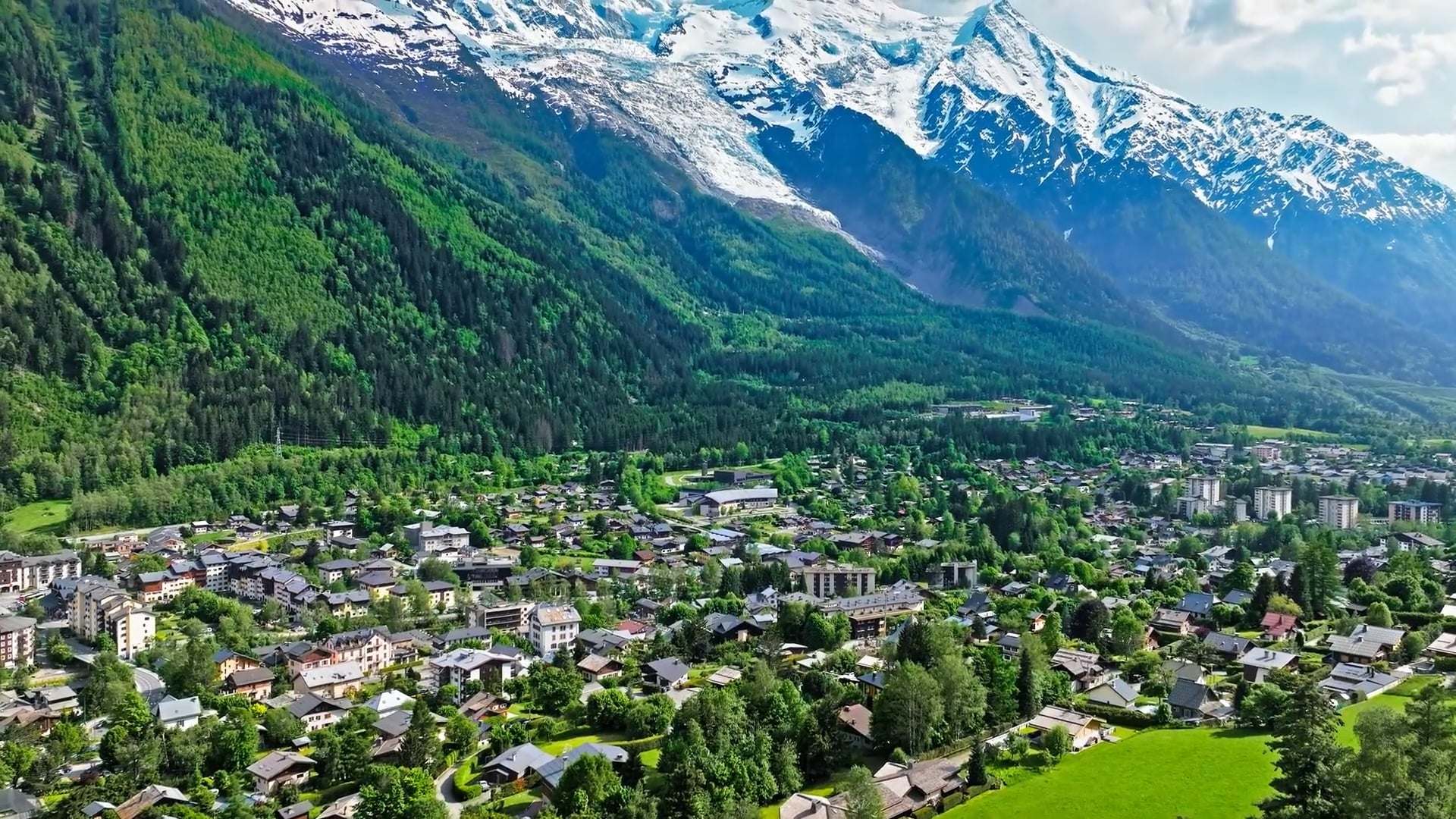 Drone flight over Mont Blanc, Chamonix, France