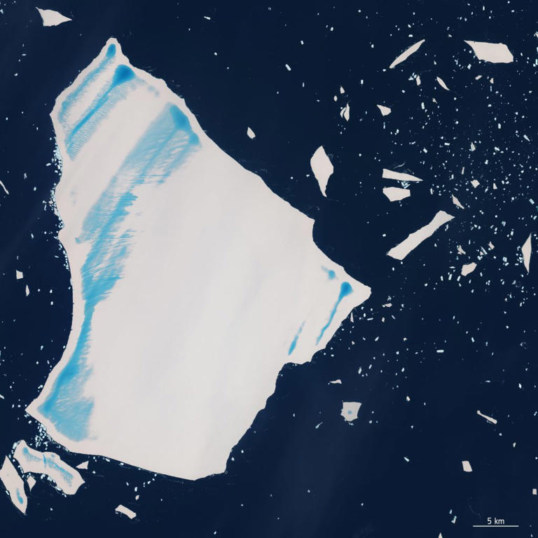 Satellite image shows world’s former largest iceberg near end