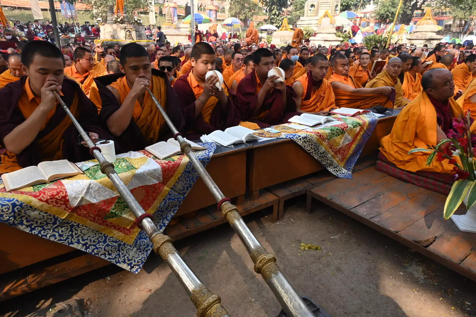 Buddhist devotees pray for world peace in Bodh Gaya