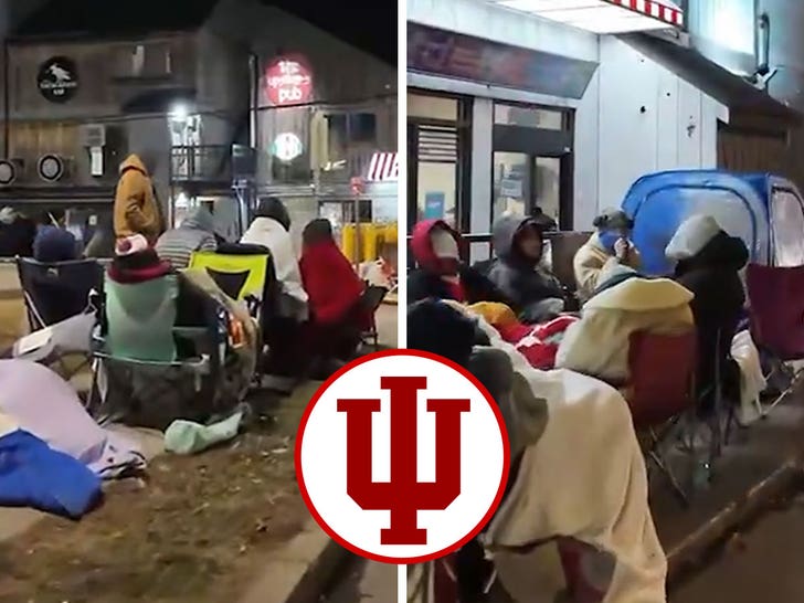 Indiana students camp outside bars in below freezing temps for title game