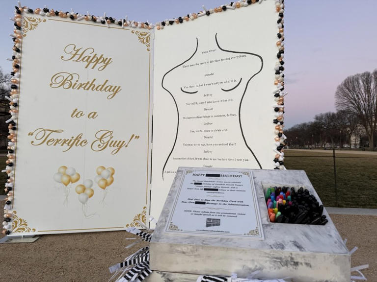 Giant recreation of Epstein birthday card appears in DC