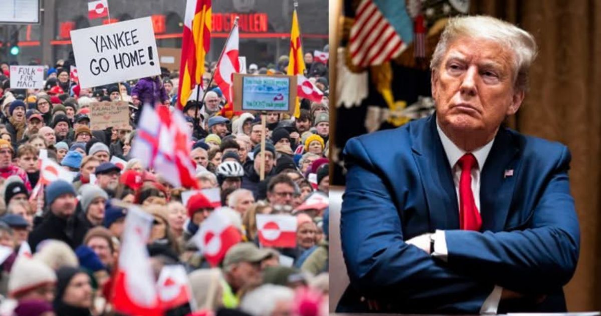 Greenland protesters mock Trump with their own red MAGA slogan hats