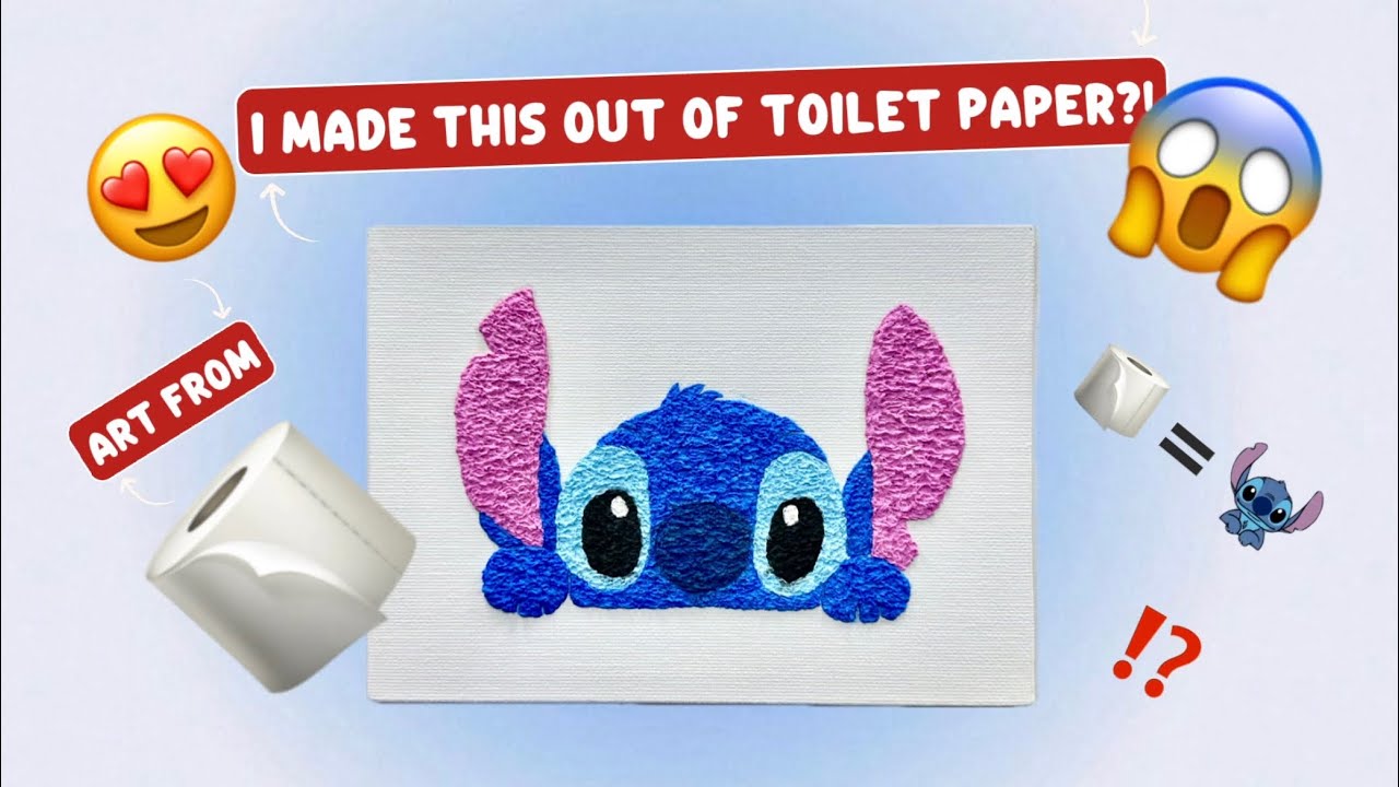I made a textured stitch from toilet paper? DIY canvas art tutorial 😱😍