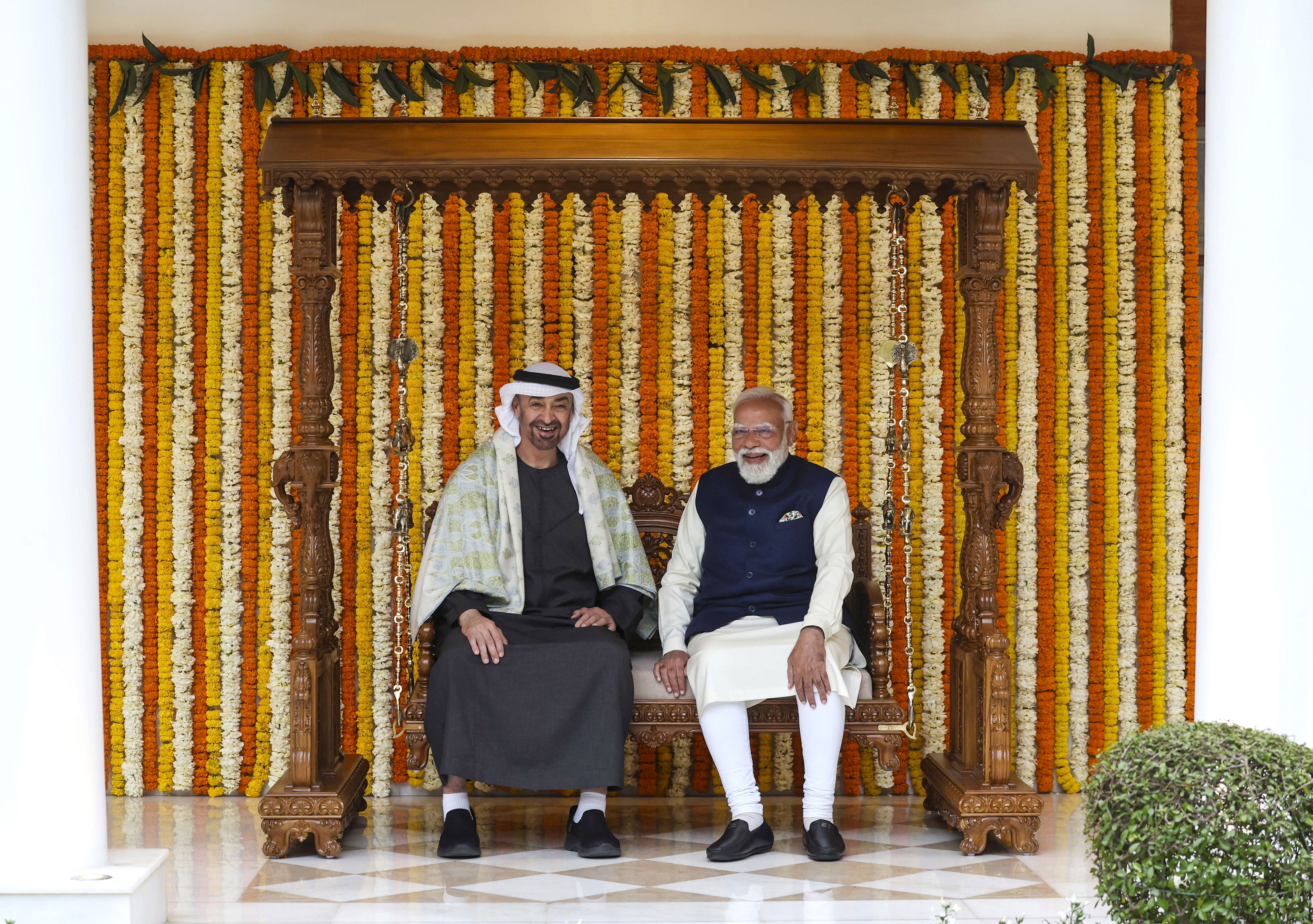 Modi hosts UAE president: Massive USD 200 bn trade target, LNG deal signed