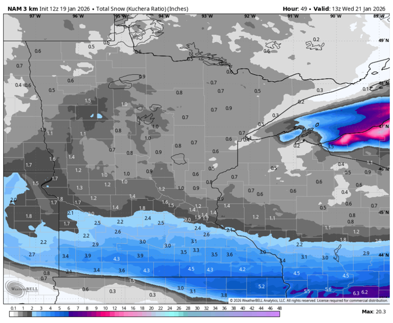 Snow slides through Tuesday before the coldest air yet invades Minnesota