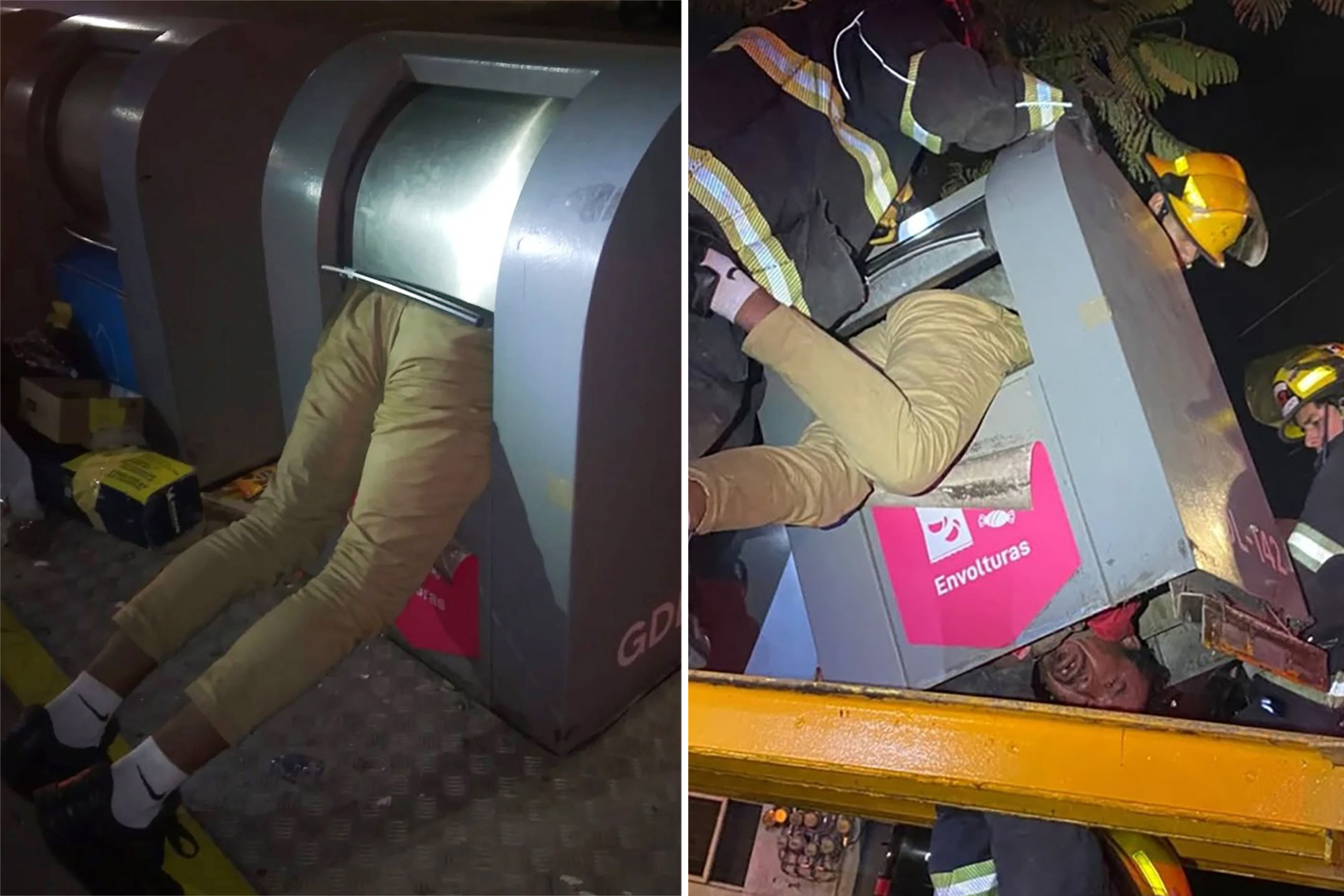 Man rescued after getting stuck in anti-vandal trash container with ...