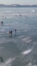 Ice skating on Lake Balaton