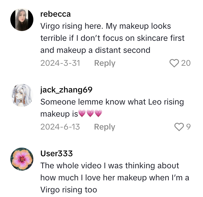 The rising sign makeup trend is popular with women on TikTok