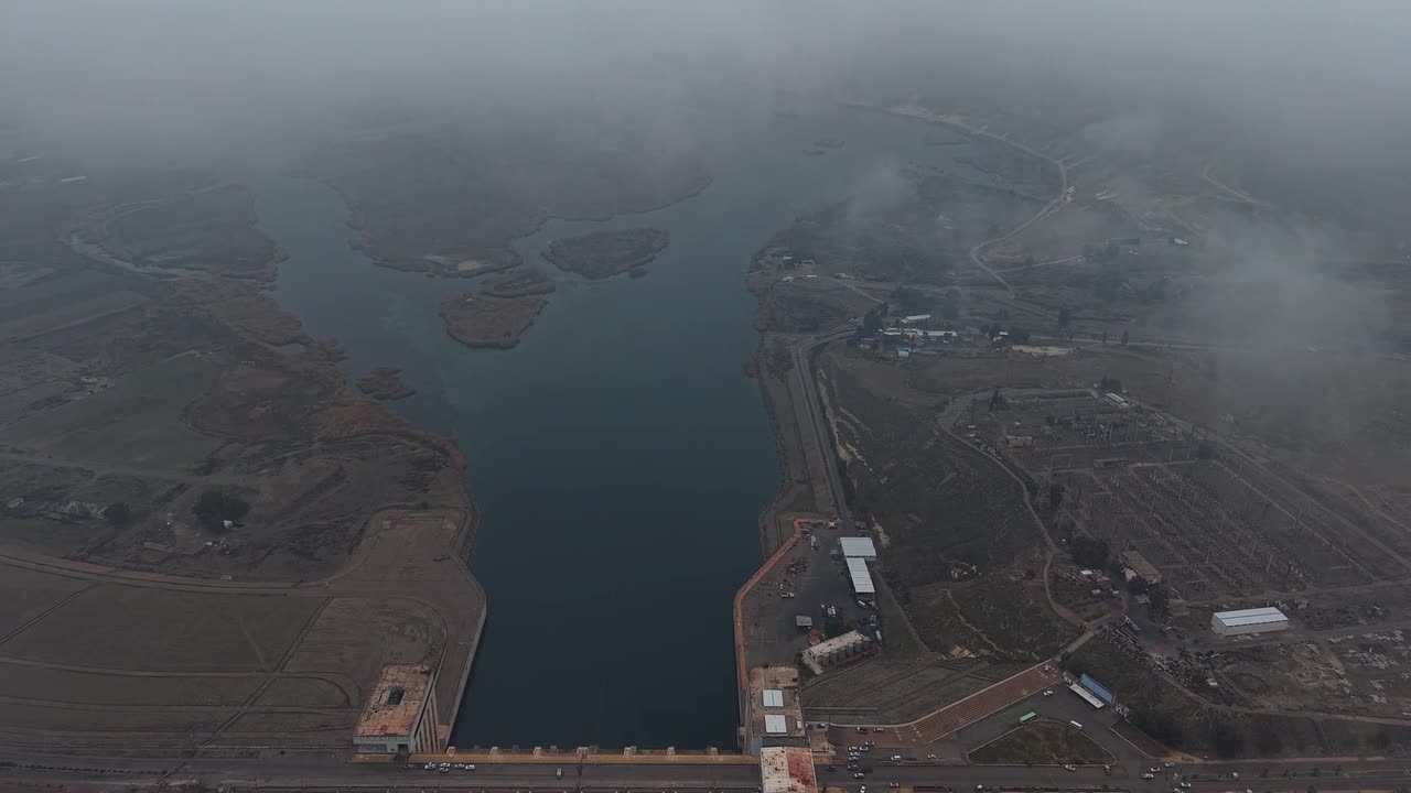 Aerial view of Euphrates Dam in Tabqa after Syrian Army seizes control