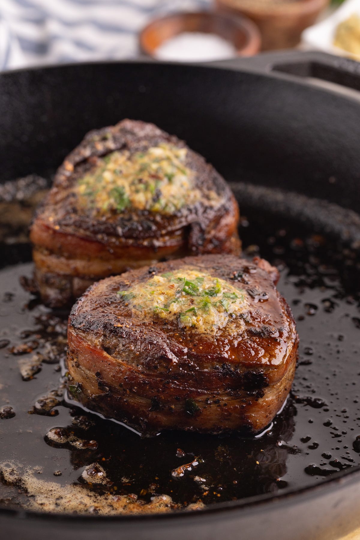 Dinner for two? Bacon-wrapped filet mignon delivers juicy flavor