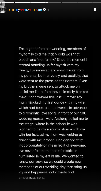 Brooklyn Beckham Describes Wedding Trauma and Acccuses His Parents of ...
