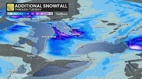 Treacherous travel as blowing snow, squalls hit parts of southern Ontario