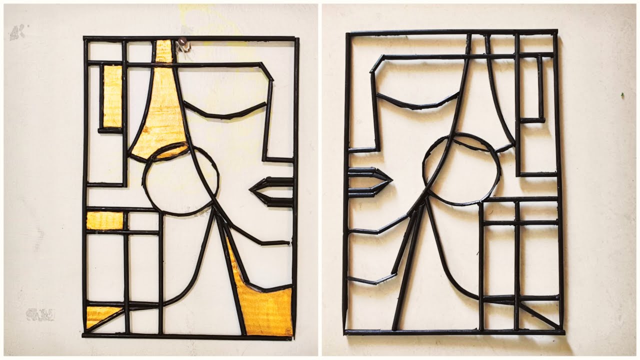 DIY abstract line art featuring women's faces
