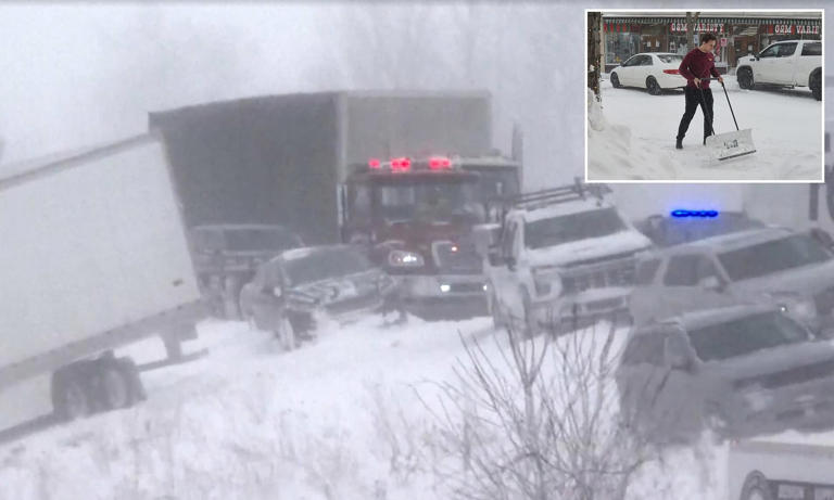 Arctic storm triggers 100-car pileup in Michigan as unrelenting snow ...