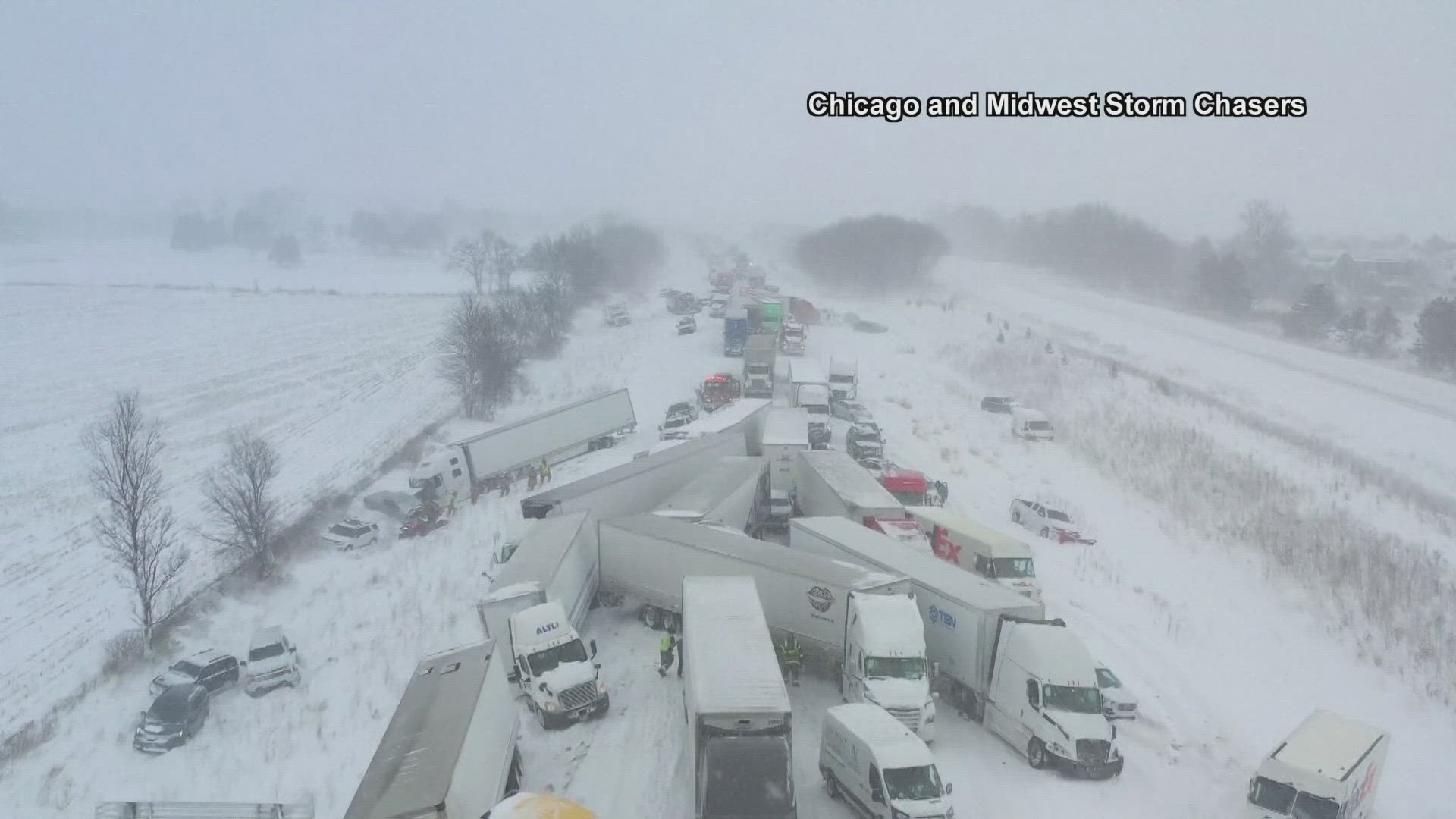 100 vehicles pile up in Michigan crash amid snowstorm