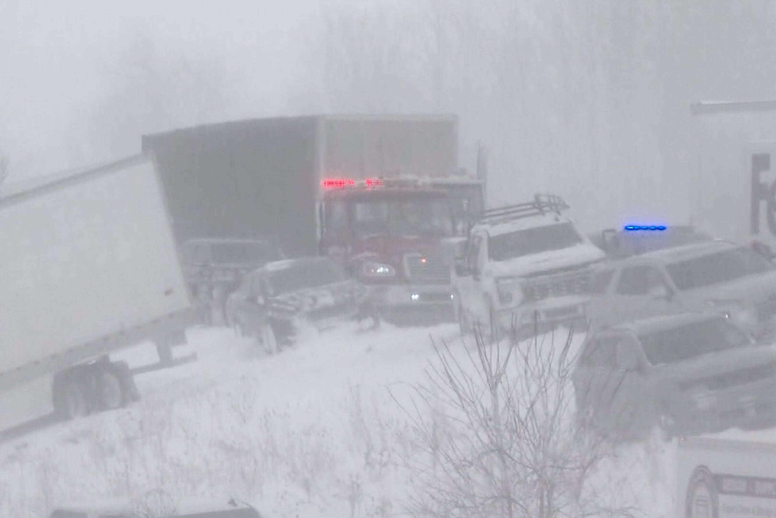 100 vehicles pile up in Michigan crash as snowstorm moves across the ...