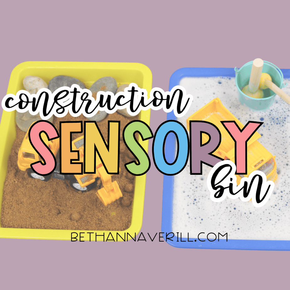 Construction wash sensory bin