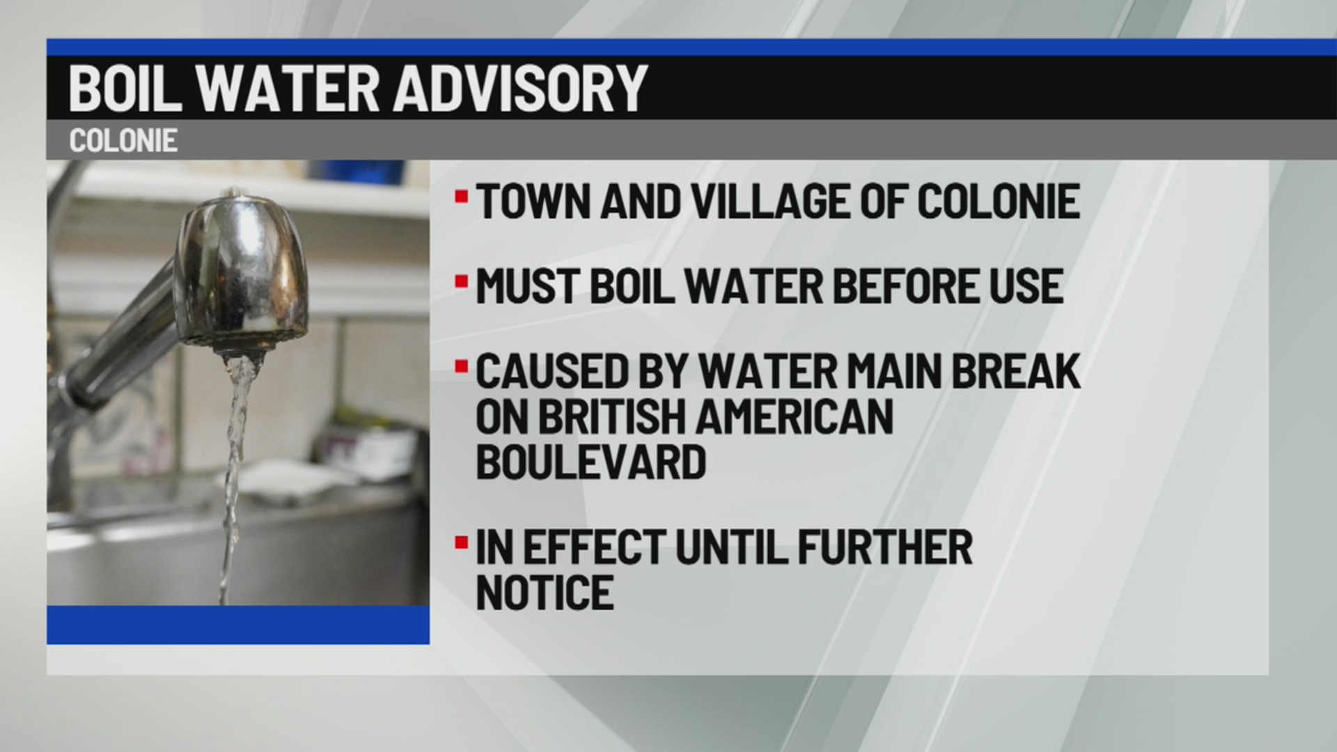 Boil water advisory issued in town, village of Colonie