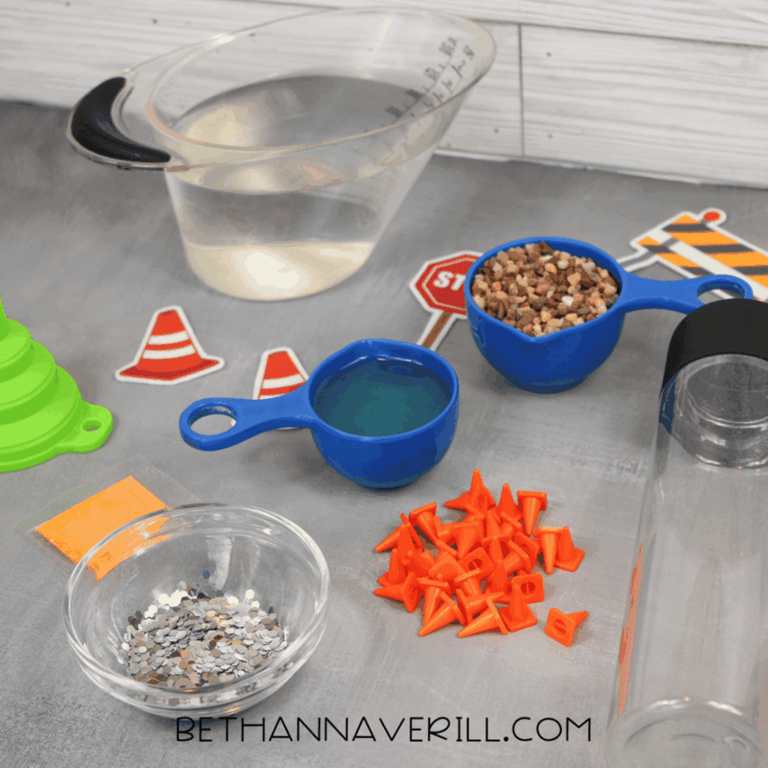 Construction sensory bottle