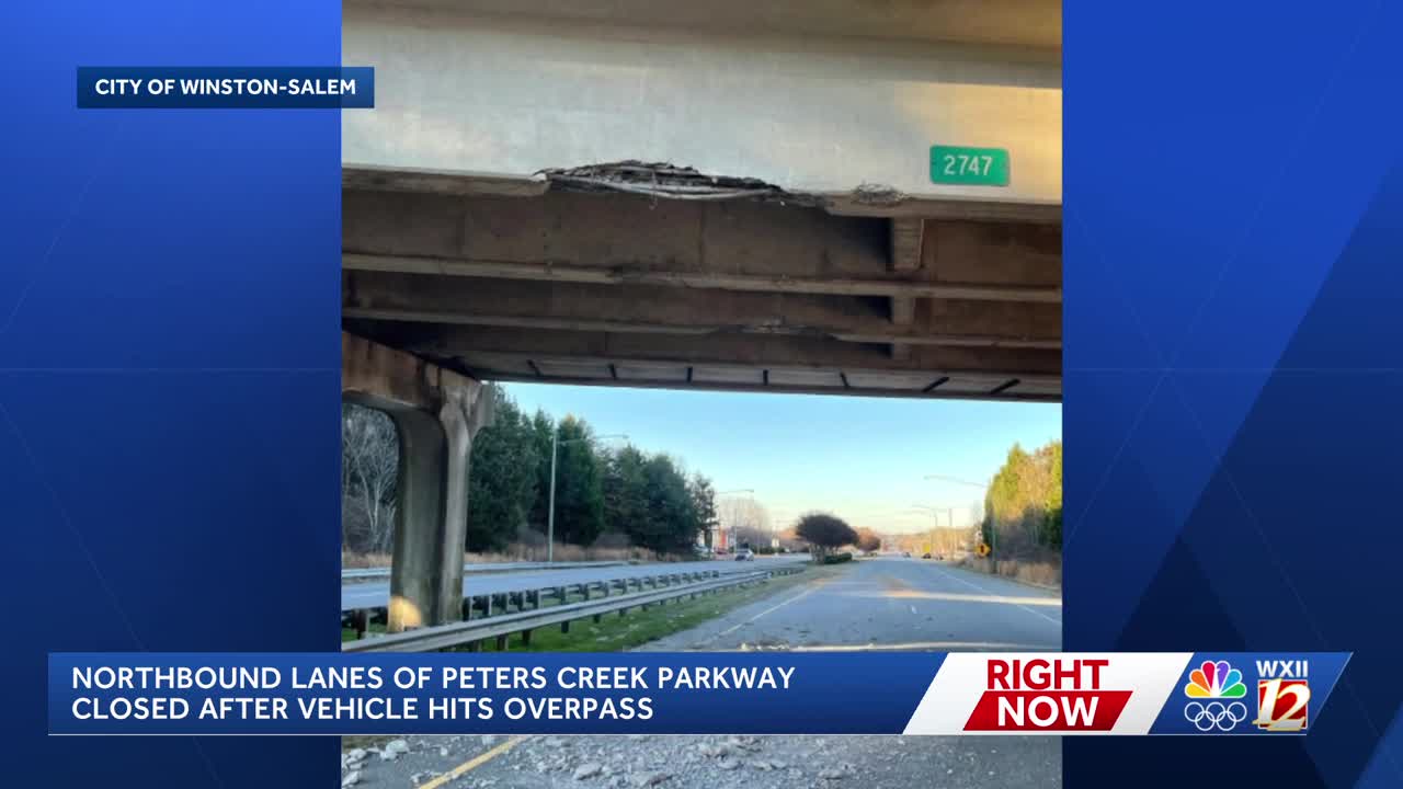Part of Peters Creek Parkway closed after unknown vehicle hits overhead ...