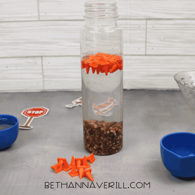 Construction sensory bottle