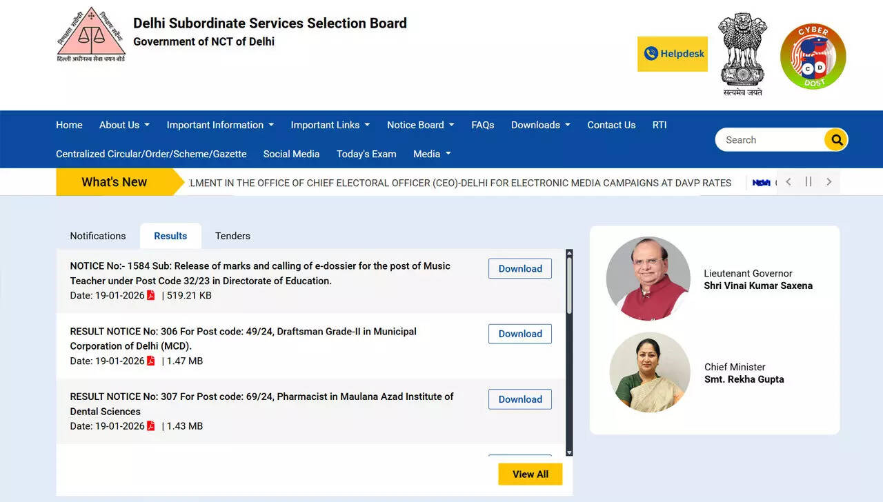 DSSSB result 2026 released for various posts; check merit list, cutoff ...