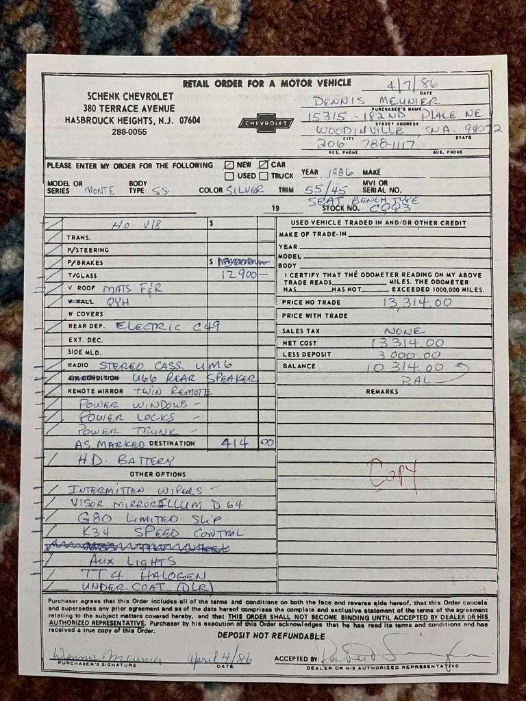 The 1986 Schenk Monte Carlo SS has the one option that wasn’t on the ...