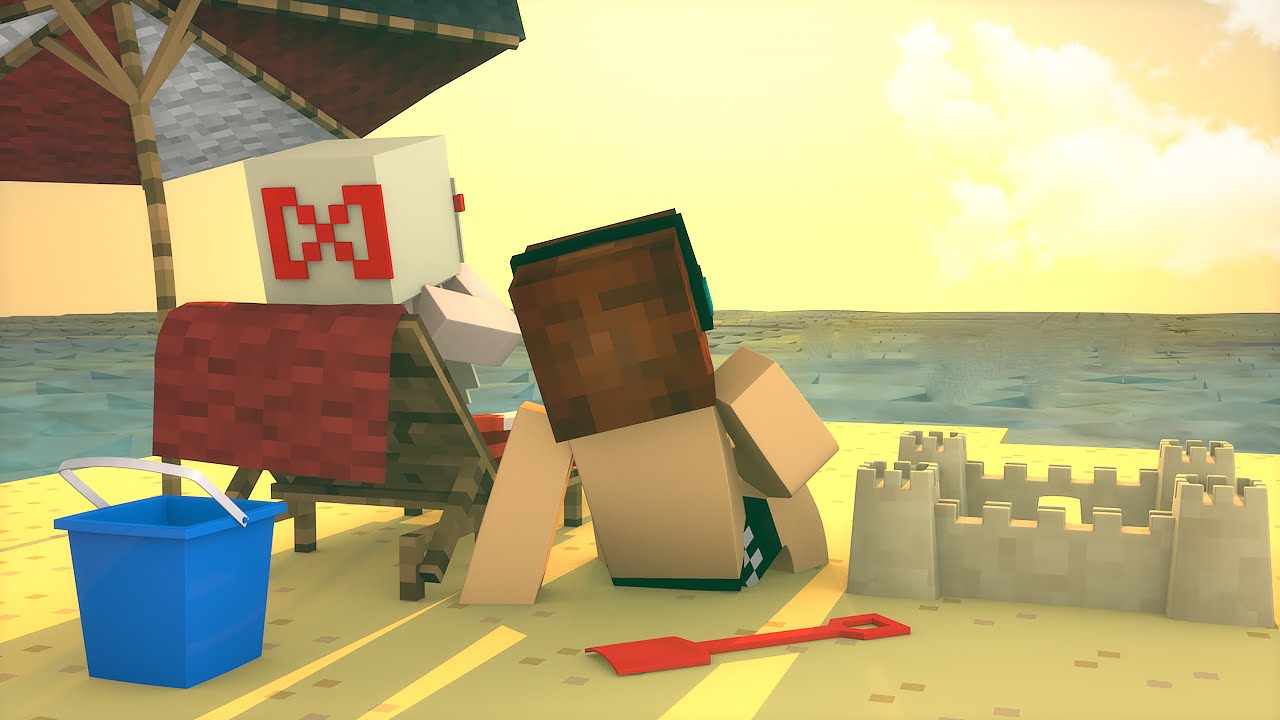 Minecraft machinima: Authentic na praia! - (Parte 1)
