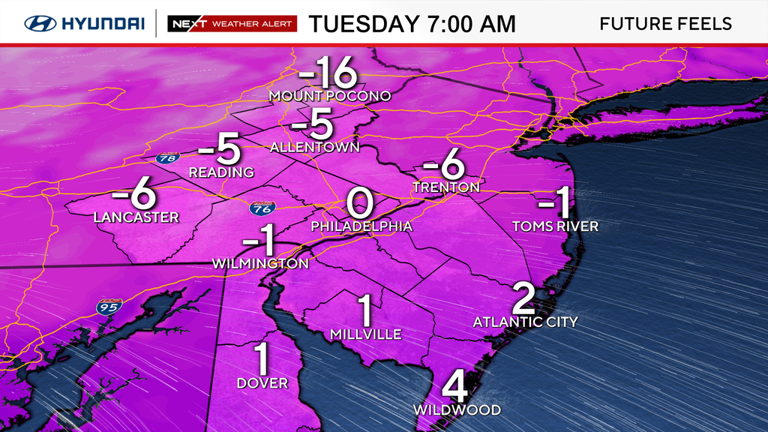 Arctic air creates dangerously cold wind chills in Philadelphia Tuesday ...