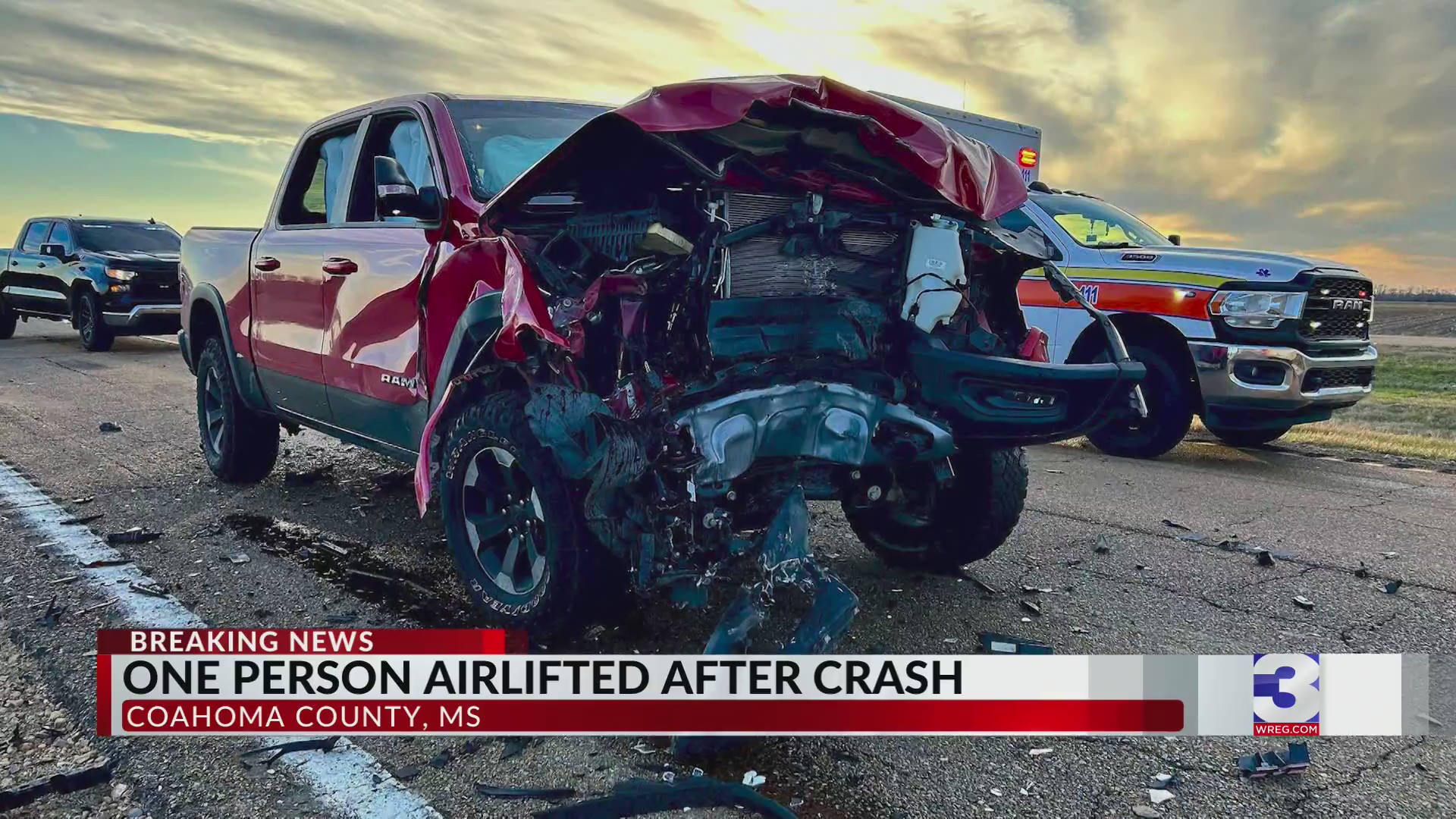 One airlifted after tractor, truck collide in Coahoma County, MS
