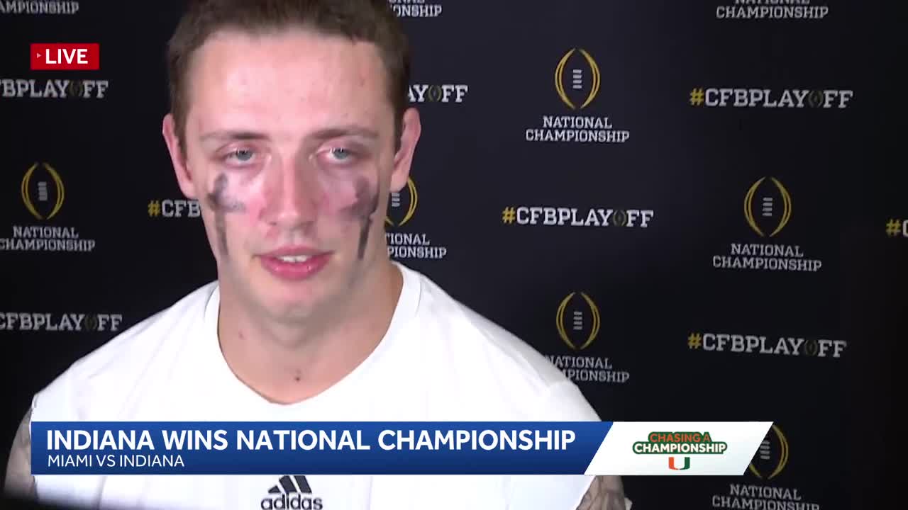 Miami quarterback Carson Beck speaks after the national championship ...