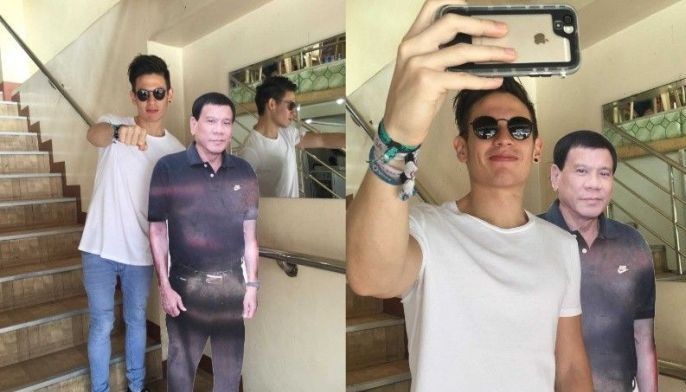 Jake Ejercito clarifies photo with Rodrigo Duterte standee